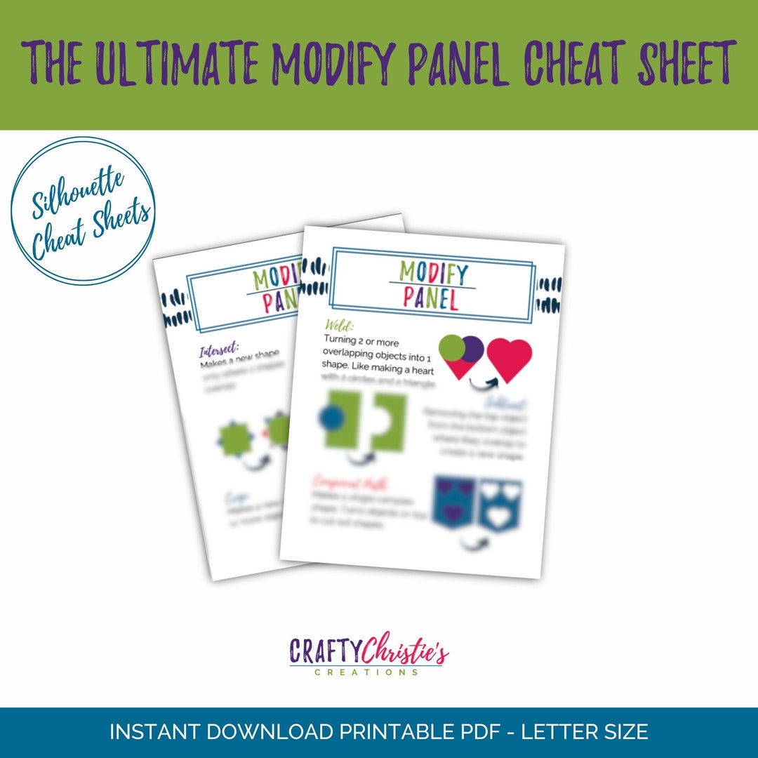 The Ultimate Modify Panel Cheat Sheet for Silhouette Studio - Etsy
