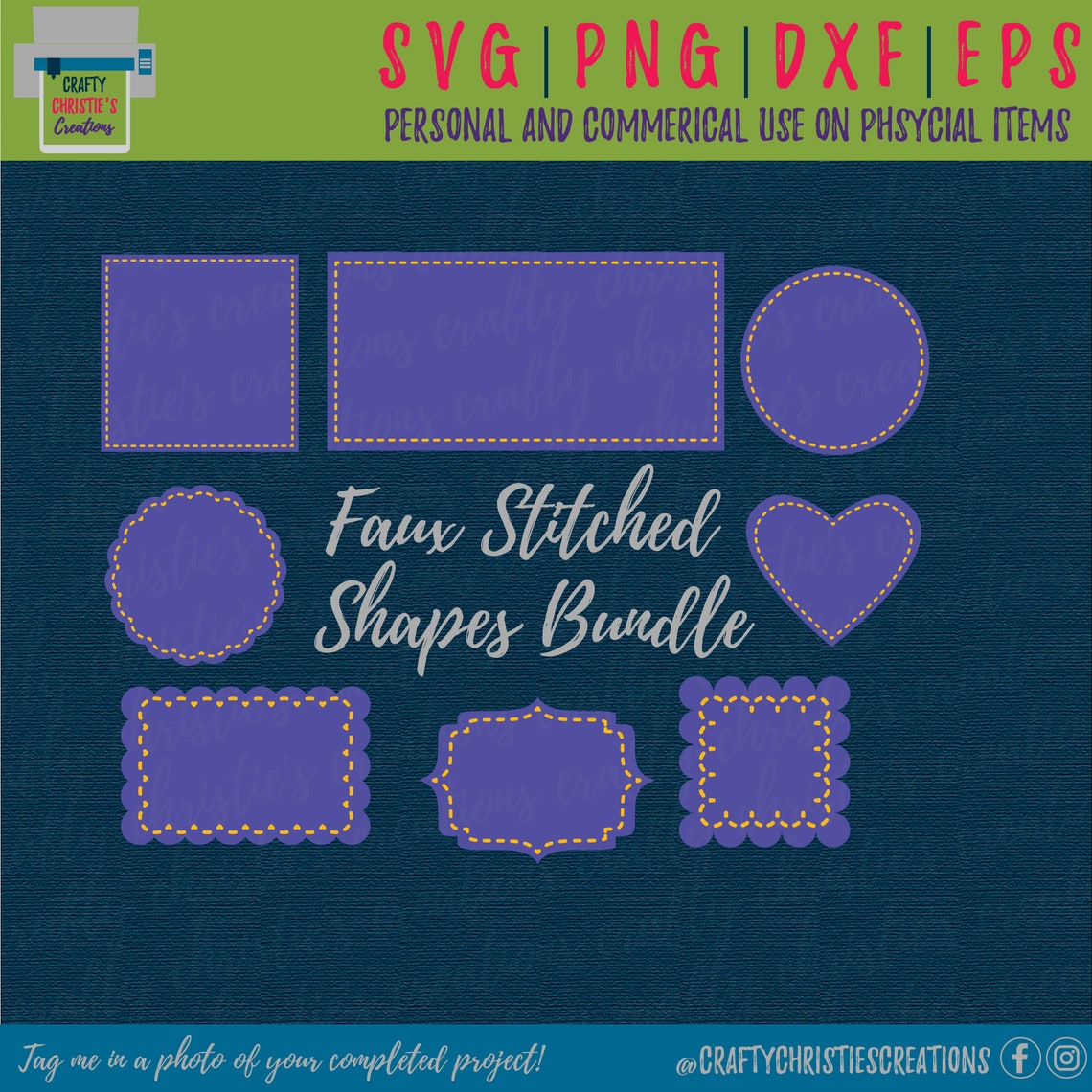 Faux Stitched Shapes SVG Bundle Stitched Frames SVG Basic - Etsy