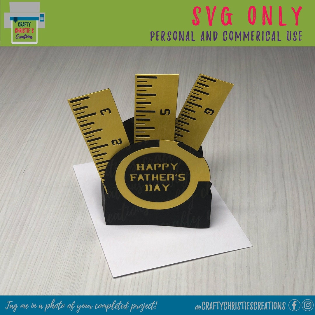 Tape Measure Box Card SVG - 3D Tape Measure Card - Father's Day Card ...