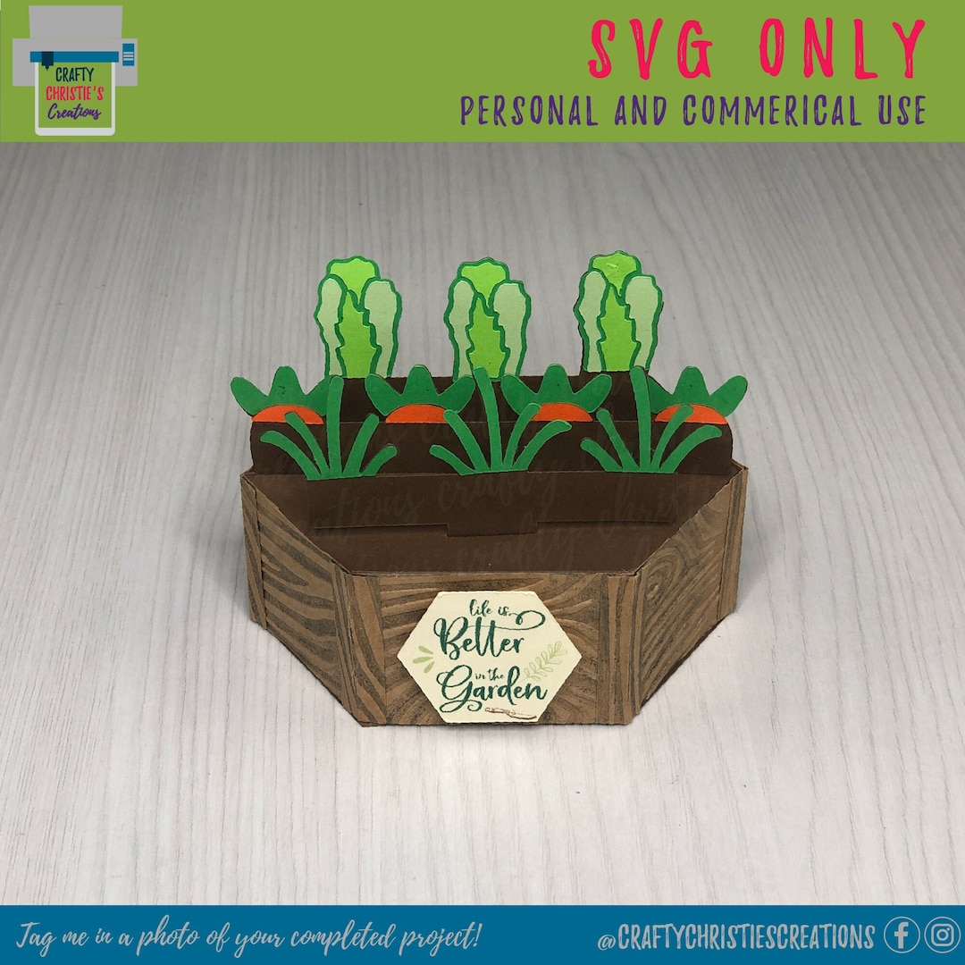 Vegetable Garden Platform Card SVG - Garden Hexagon Card SVG - 3D ...