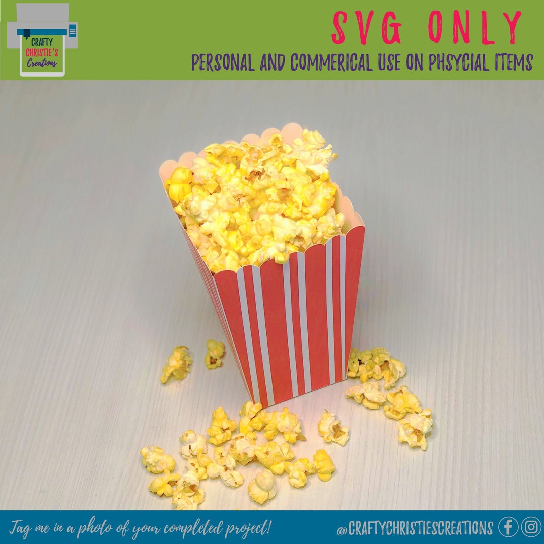 Scallop Popcorn Box SVG Template - Treat Box SVG - Snack Box SVG ...