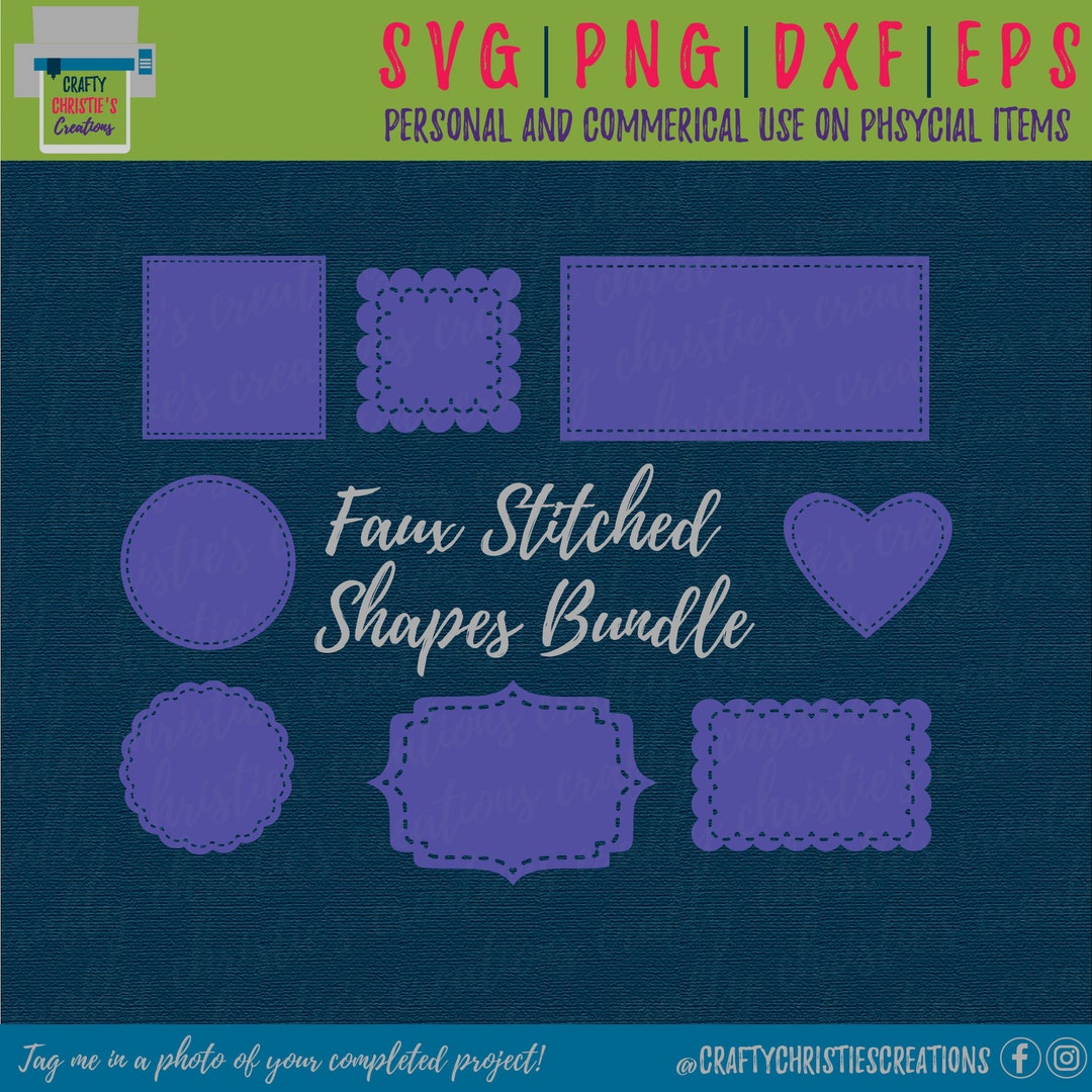 Faux Stitched Shapes SVG Bundle Stitched Frames SVG Basic Shapes SVG ...