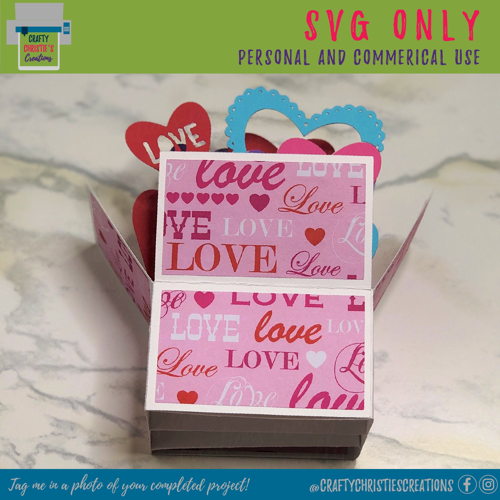 Heart Box Card SVG Valentine Card SVG 3D Valentines Day - Etsy UK