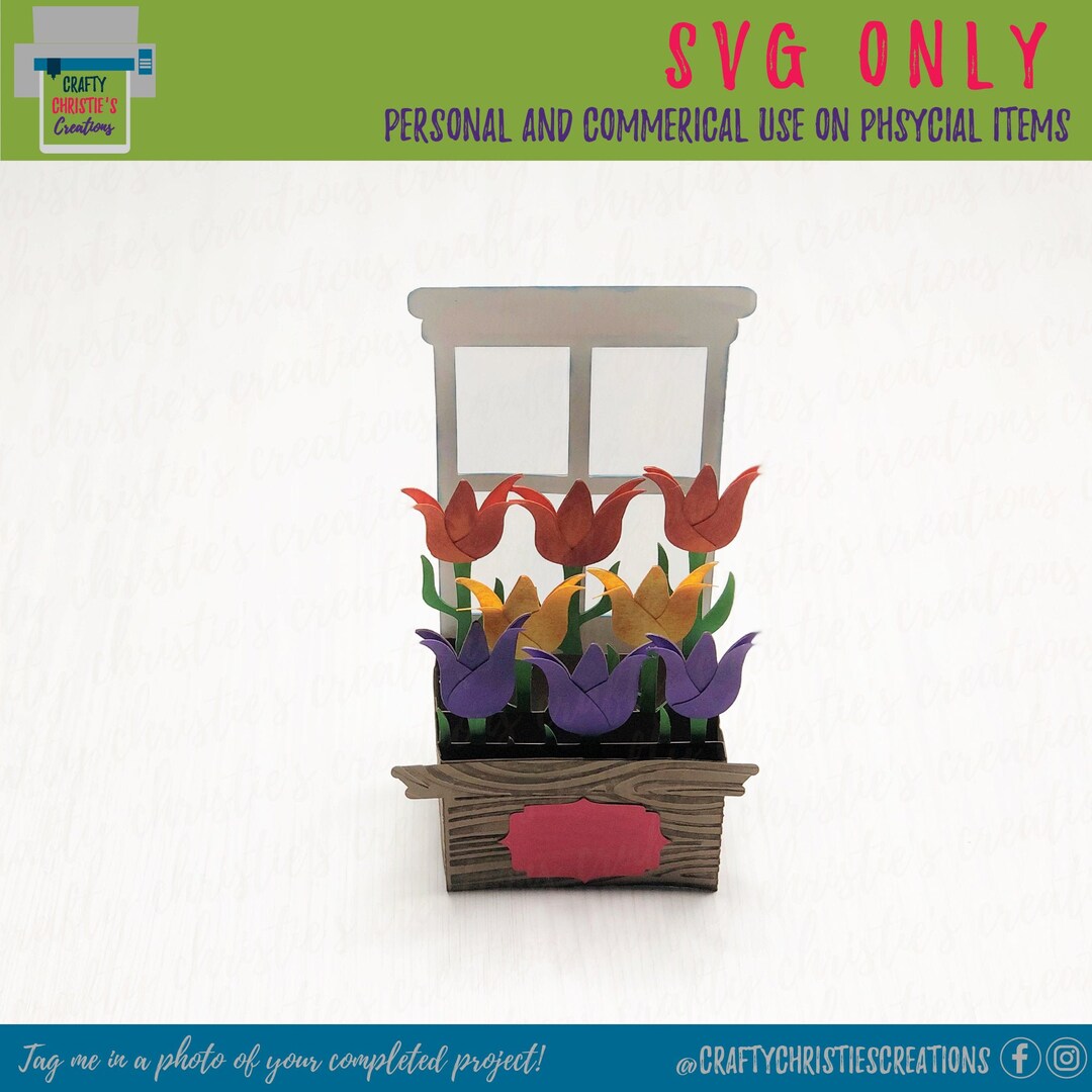 Tulip Box Card SVG: Flower Pop up Template (digital Download) - Etsy