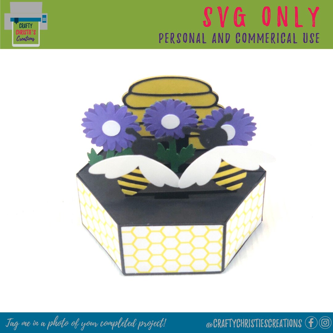 3D Bee Platform Card SVG: Spring Birthday, Mother's Day (digital ...