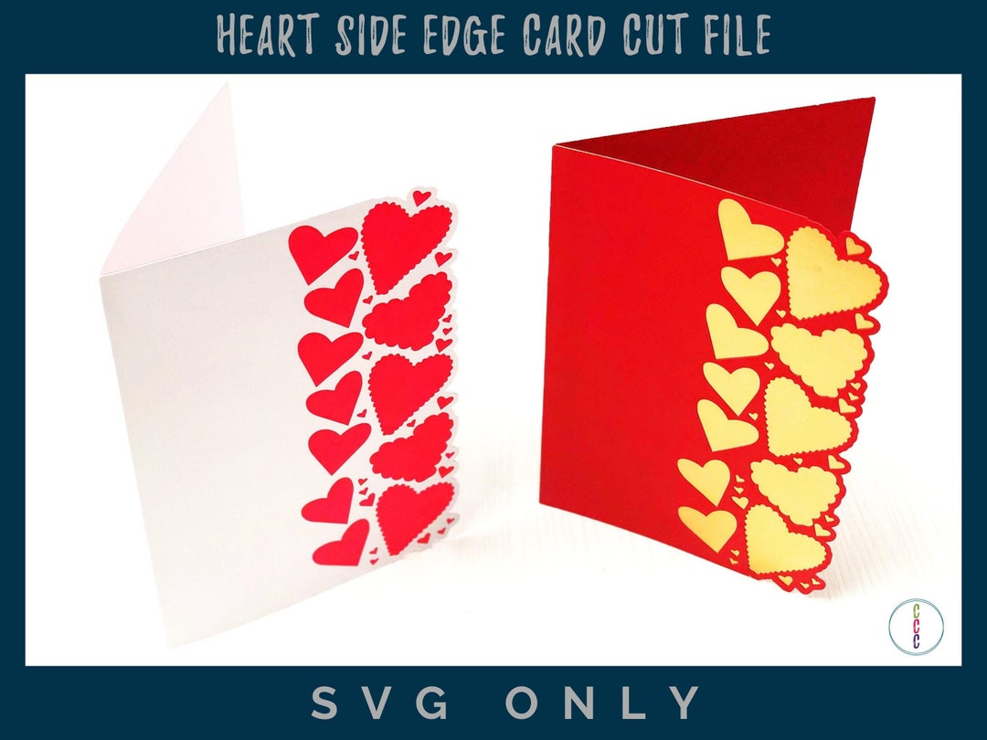 Heart Side Edge Card SVG - Valentine Card SVG - Heart Card SVG ...