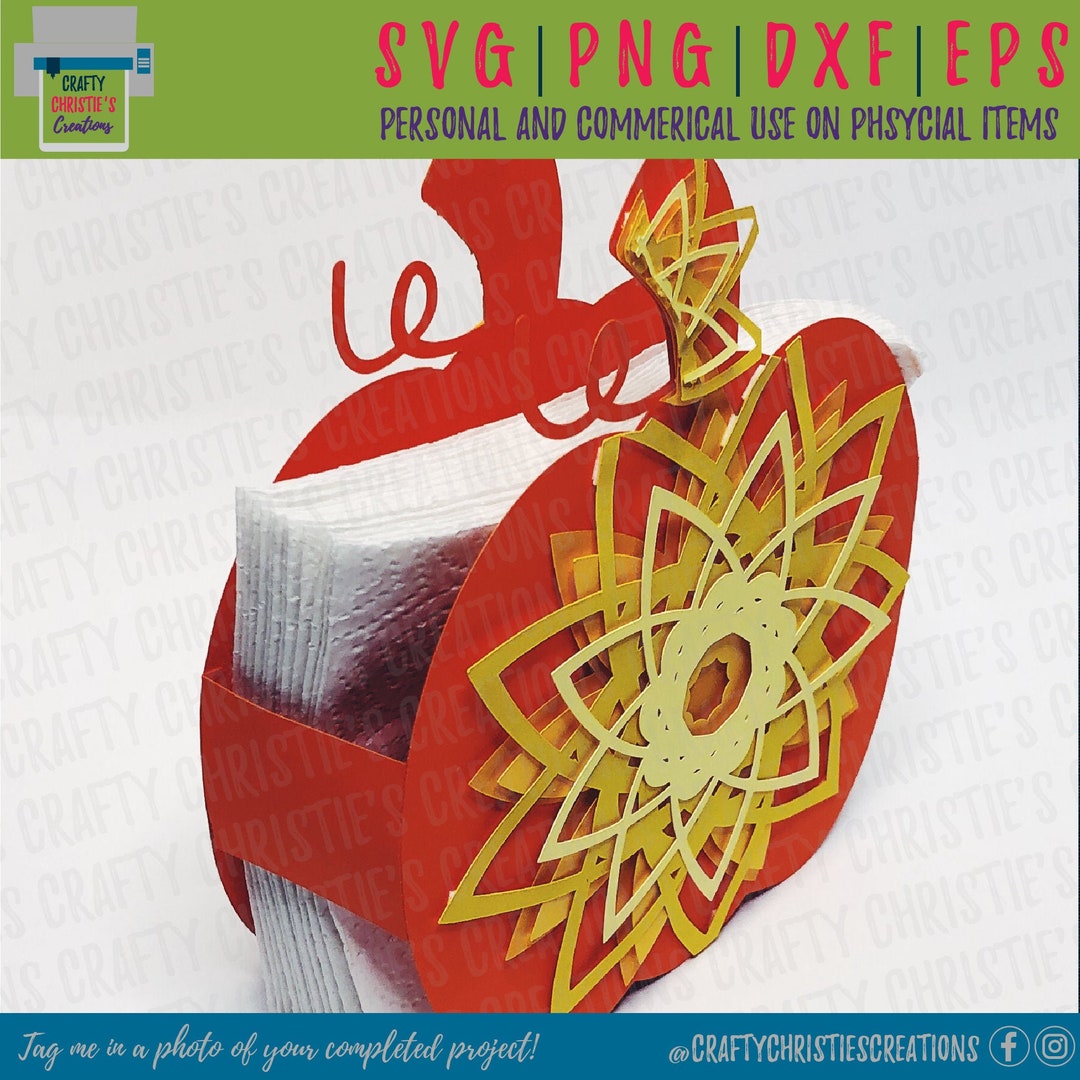 Otoño Calabaza Capas Mandala Servilletero SVG Otoño 3D Papercraft SVG ...