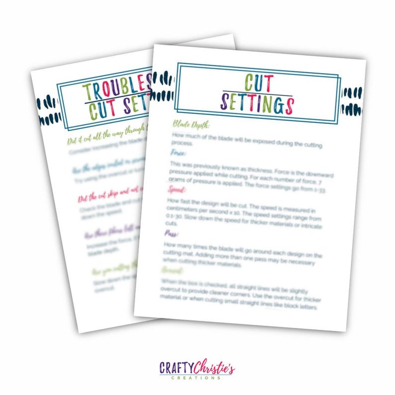 Silhouette Cut Setting Cheat Sheets for Silhouette Studio - Etsy