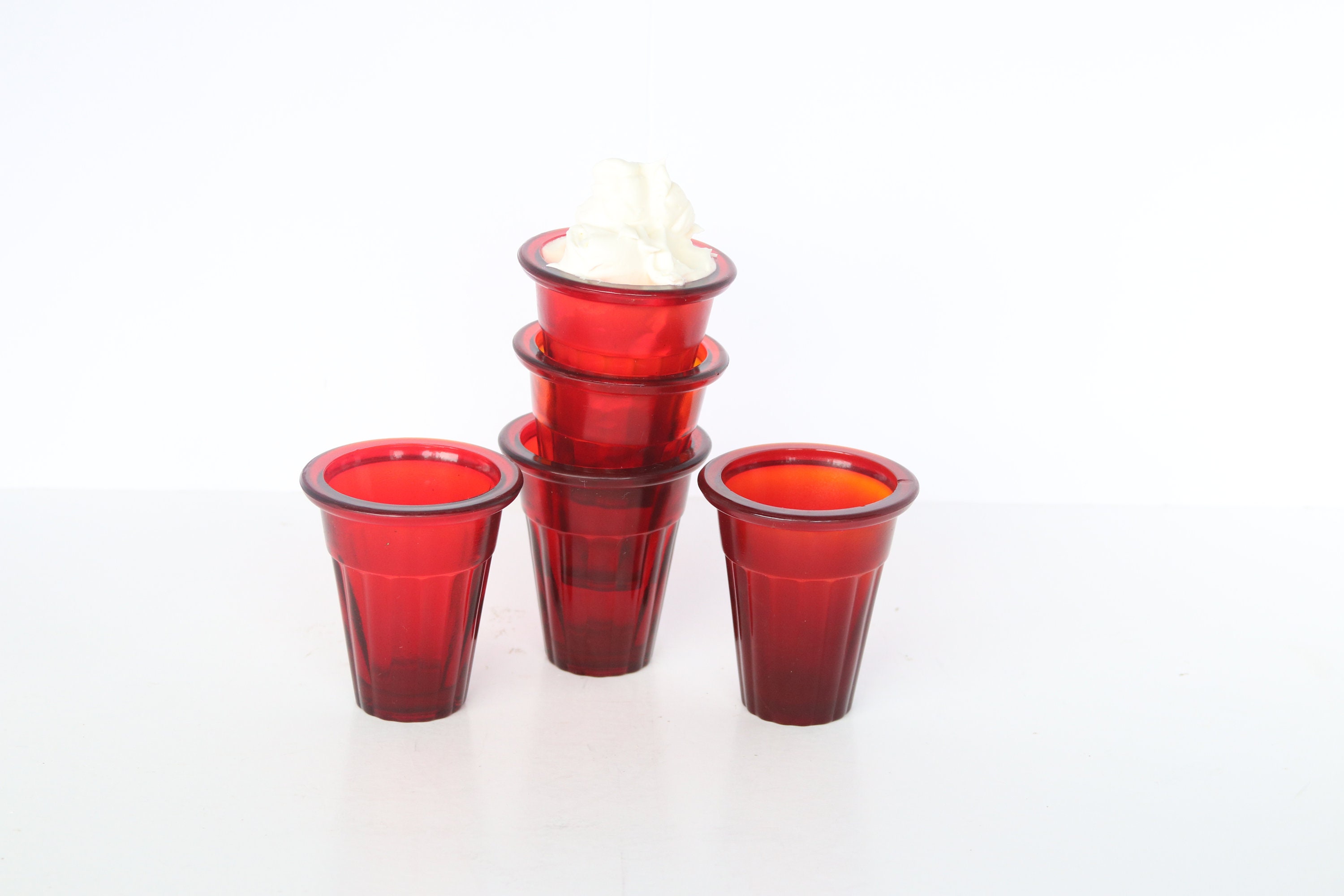 Vintage Red Dessert Cups in the Shape of an Ice Cream Cone a Set of 5 ...