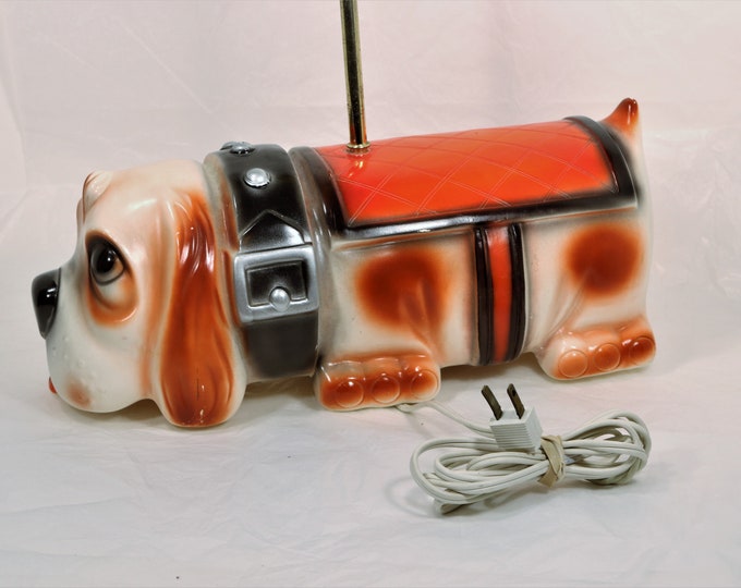 Vintage Dog Lamp, Carnival Lamp Prize, 1974 Dog Lamp, Orange and Tan ...