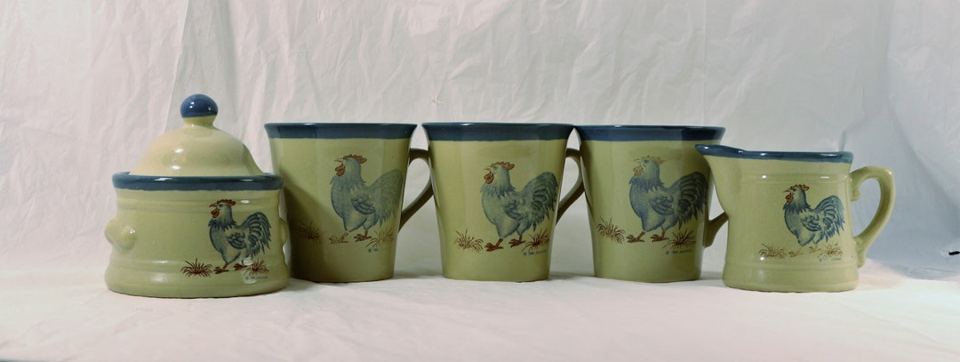 Jacaman Stoneware Creamer and Sugar With Three Coffee Cups - Etsy