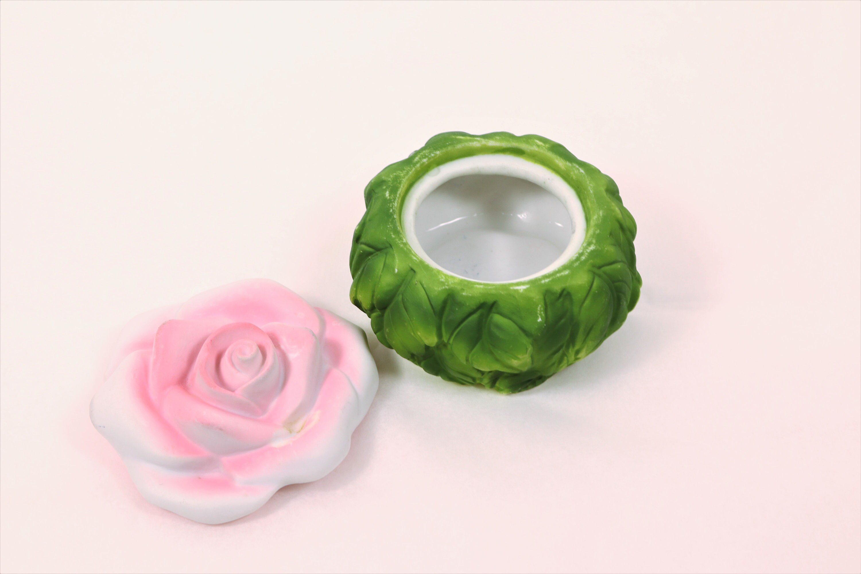 Rose Porcelain Trinket Box Pink Bisque Rose Vintage Ring - Etsy