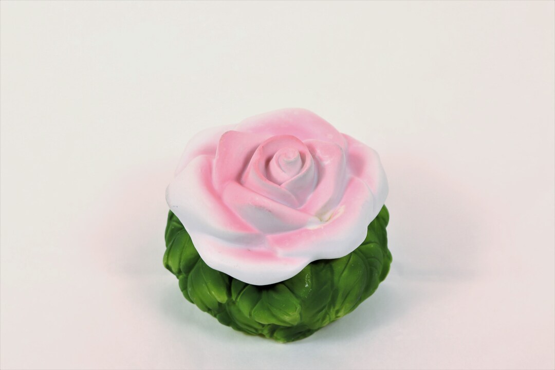 Rose Porcelain Trinket Box, Pink Bisque Rose, Vintage Ring Box ...