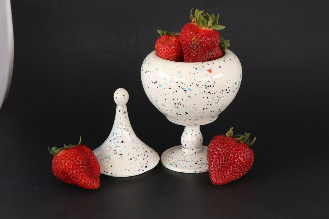 Handmade White Art Pottery Compote Bowl With Lid - Etsy