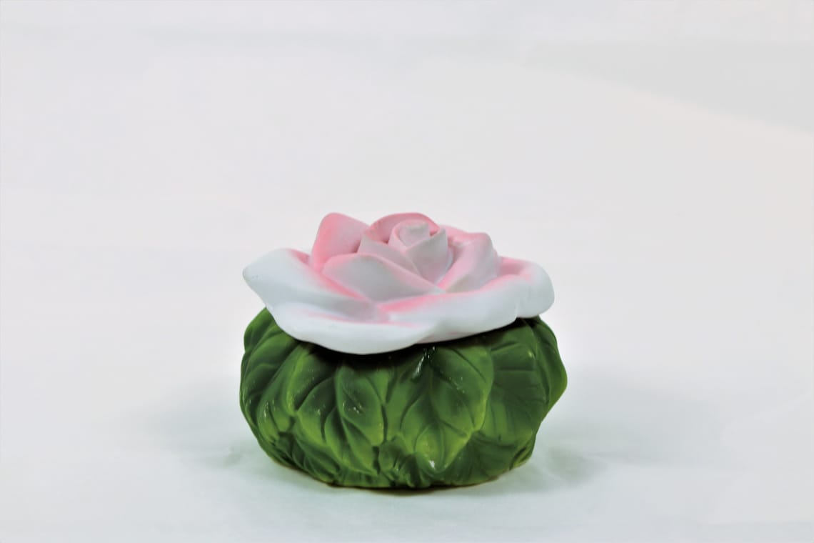 Rose Porcelain Trinket Box Pink Bisque Rose Vintage Ring - Etsy
