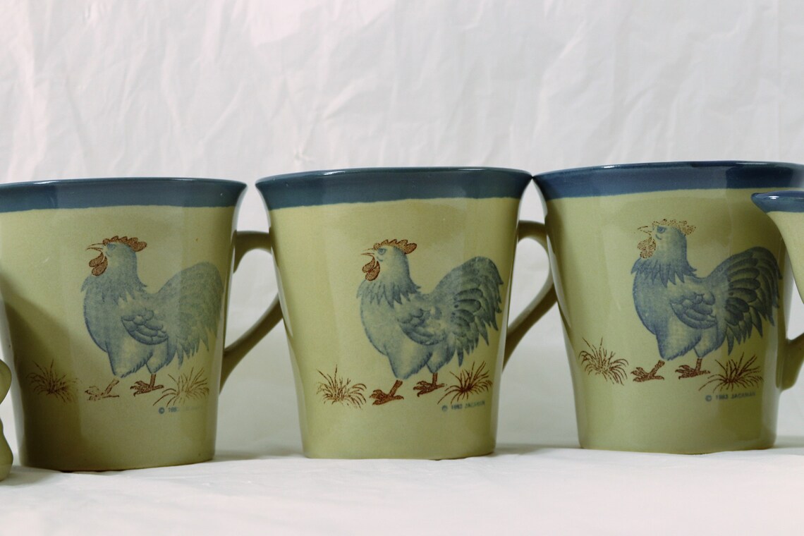 Jacaman Stoneware Creamer and Sugar With Three Coffee Cups | Etsy