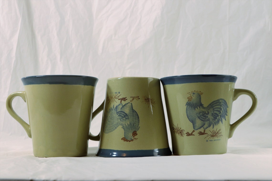 Jacaman Stoneware Creamer and Sugar With Three Coffee Cups | Etsy