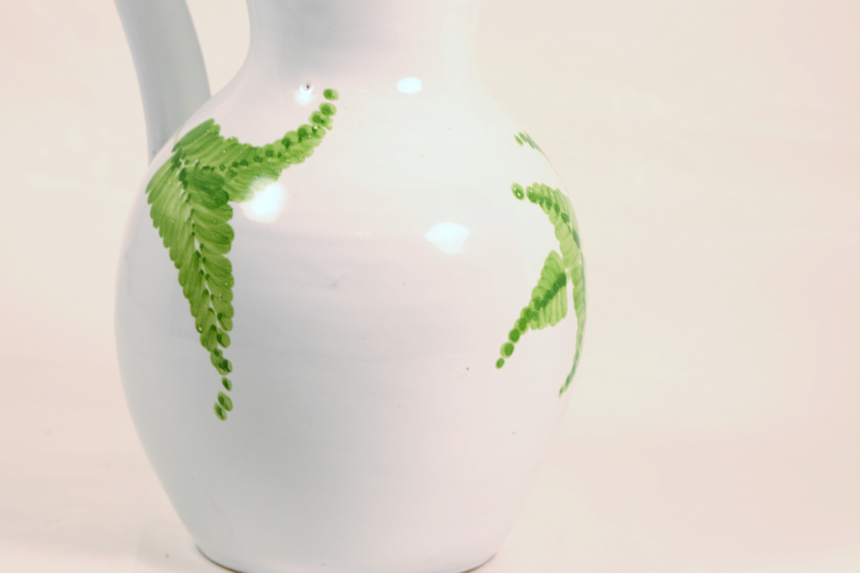 Vintage Pottery Wine Carafe White Water Pitcher With a Green - Etsy