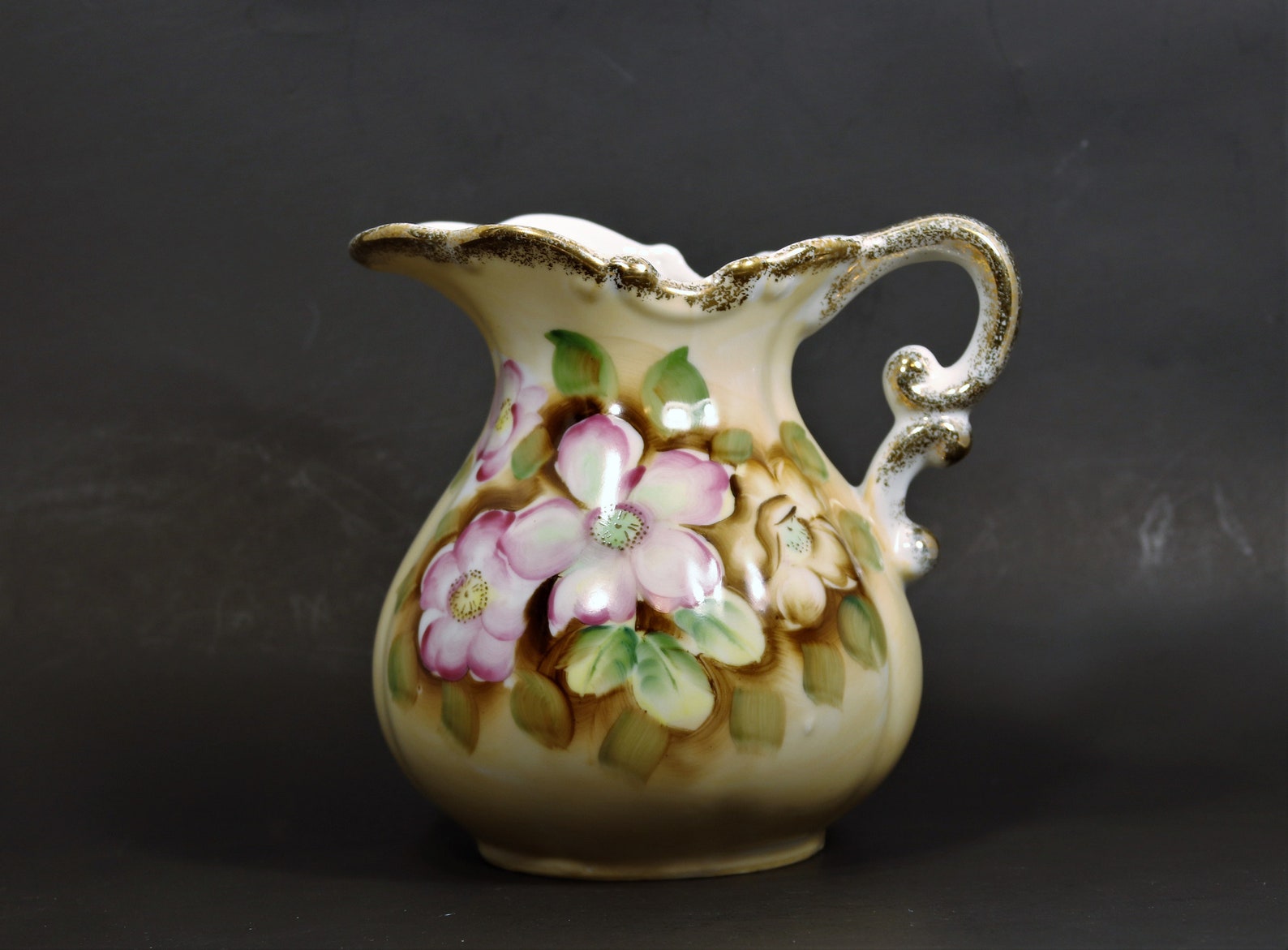 Vintage Lefton Floral Water Pitcher, Hand Painted Roses, Gold Trim - Etsy