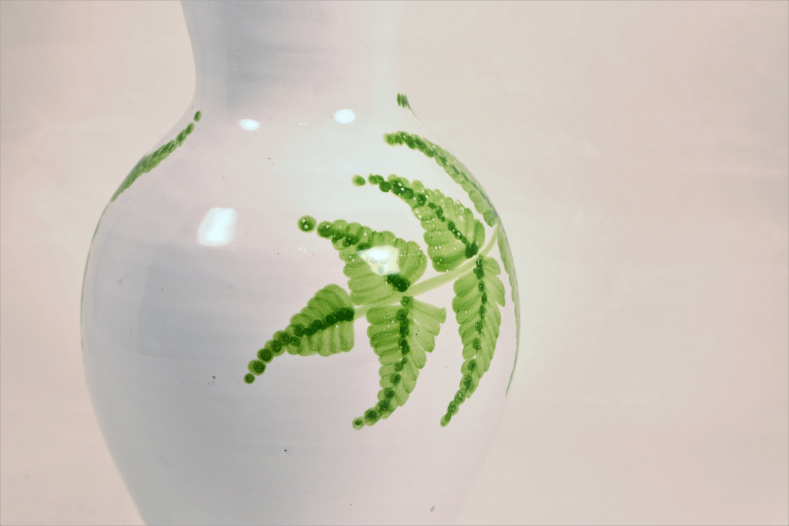 Vintage Pottery Wine Carafe White Water Pitcher With a Green | Etsy