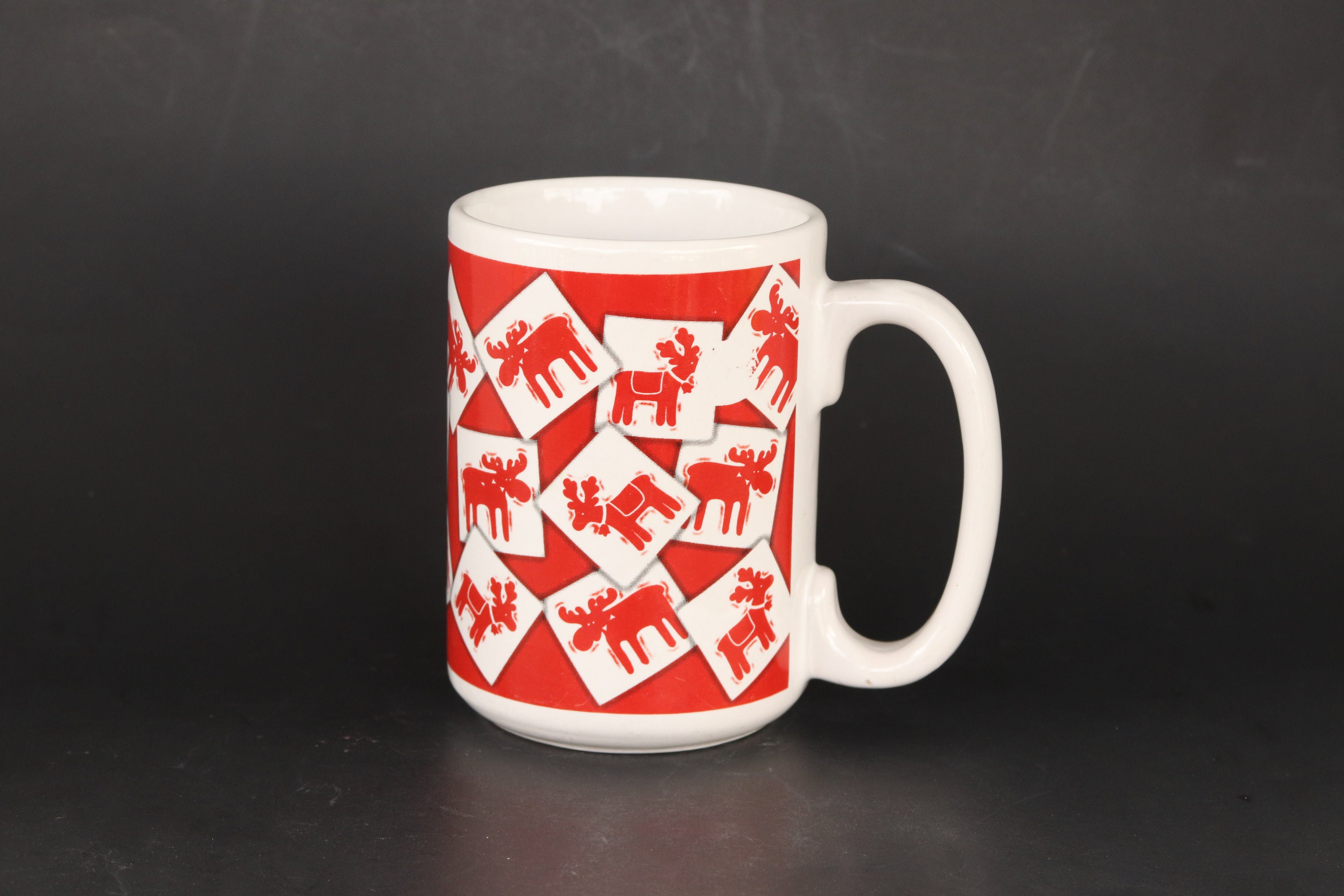 Vintage Red and White Moose Coffee Mug, Canadian Souvenir - Etsy