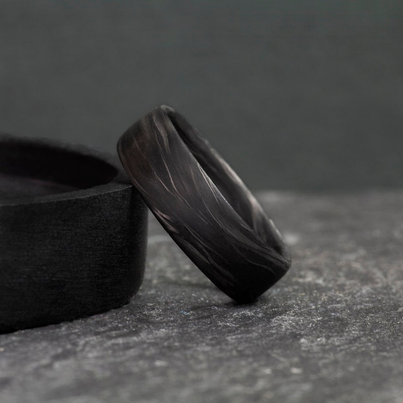 Handmade Carbon Ring Wedding Ring Engagement Forged Carbon - Etsy