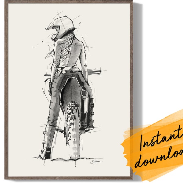 Motorcycle Girl Poster - Etsy