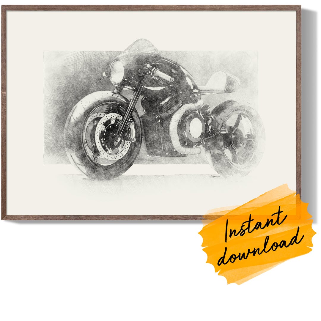 Digital Motorcycle Downloadable Artwork - Dream Motorcycle Sketch 001 ...