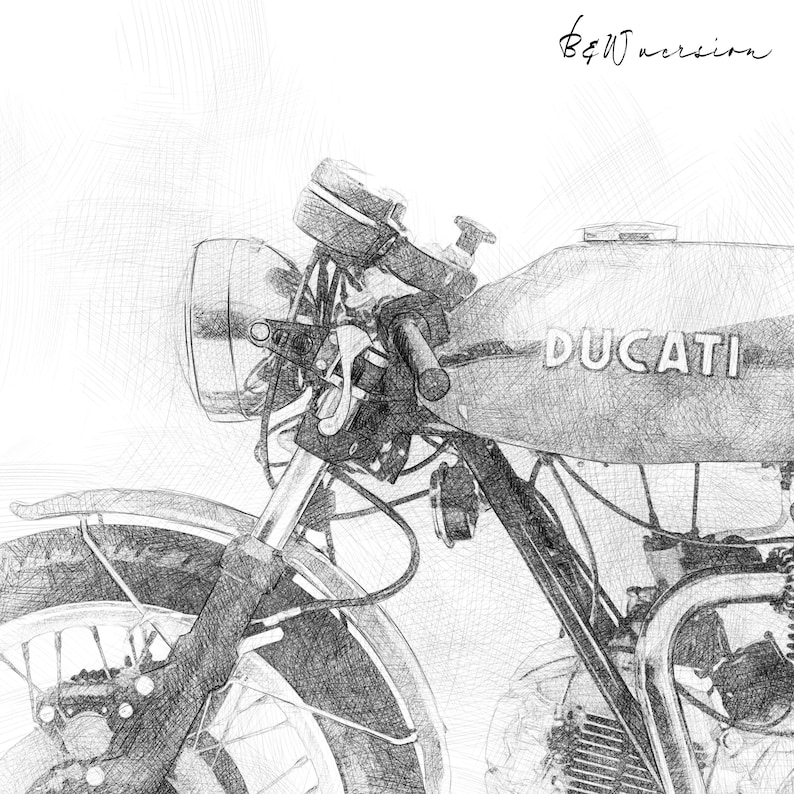 Digital Motorcycle Downloadable Artwork Ducati 750 Sport Sketch ...