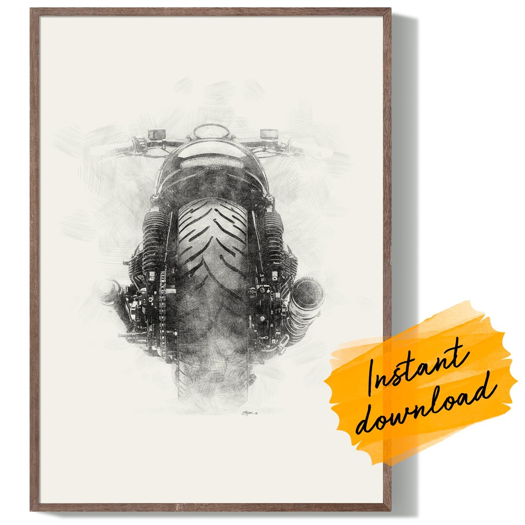 Digital Motorcycle Downloadable Artwork - Dream Motorcycle Sketch 004 ...