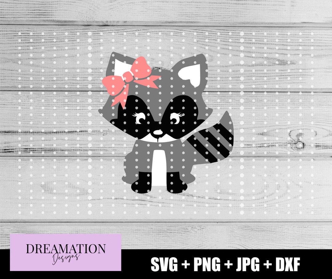 BABY Girl Raccoon SVG DXF - Etsy