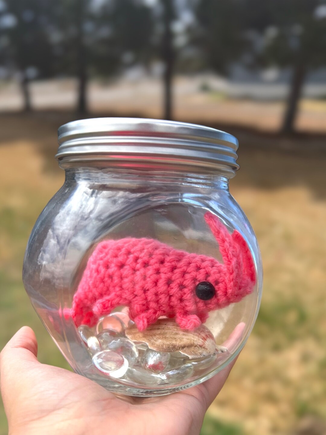 Handmade Crochet Cute Shrimp Plushie Gift With Jar Aquarium Keychain - Etsy
