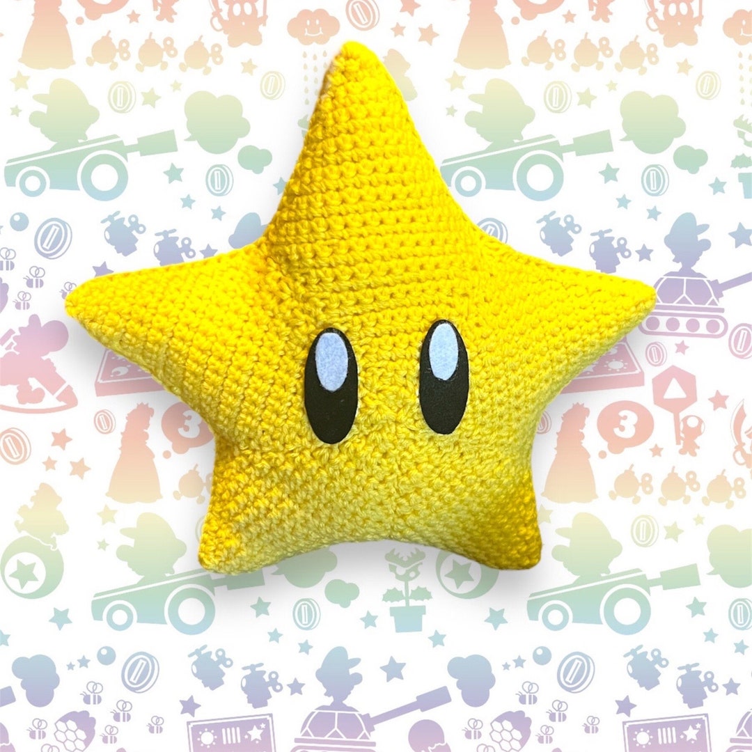 Handmade Crochet Video Game Star Pillow Super Large Mario Star Pillow ...