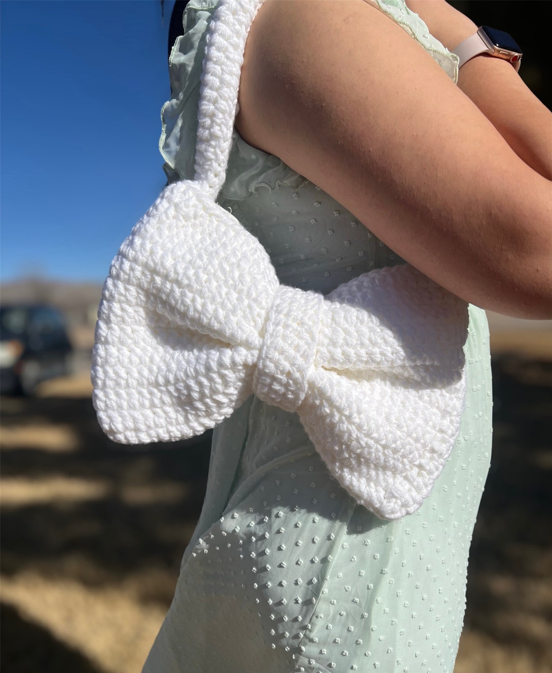 Handmade Crochet Big Cute Bow Pastel Coquette Bag - Etsy