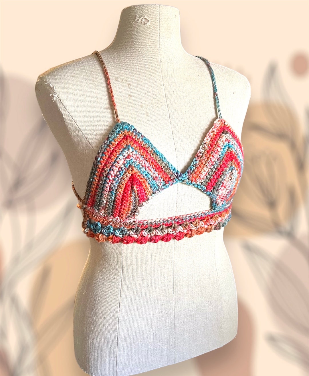 Handmade Crochet Cute Soft Peek-a-boo Tie up Bralette Bustier Crop Top ...