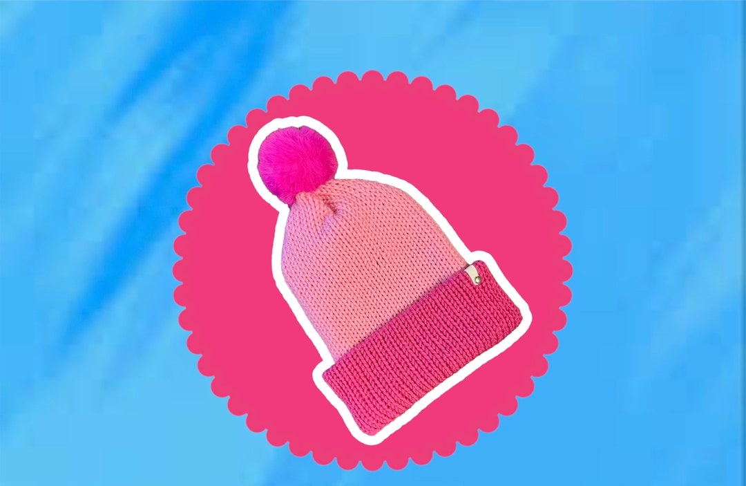 Handmade Reversible Pink Doll Inspired Beanie Soft Knitted Ribbed ...