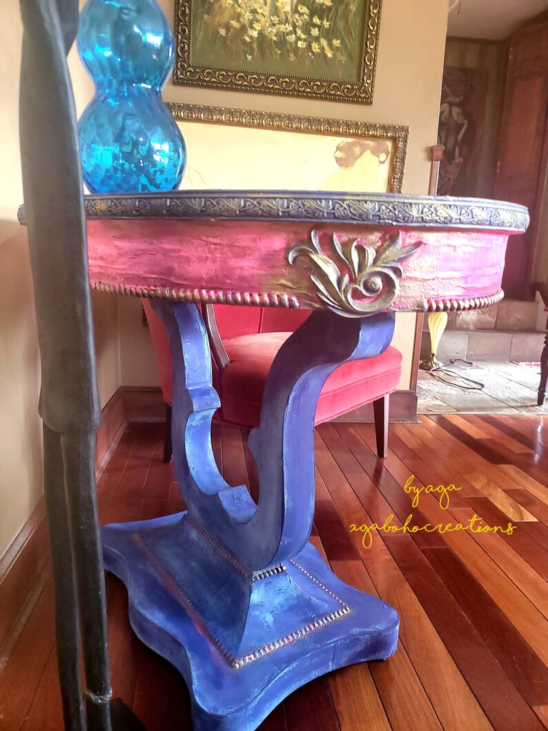 Blue Marble Table - Funky Decor - Boho Furniture Living Room - Bohemian ...