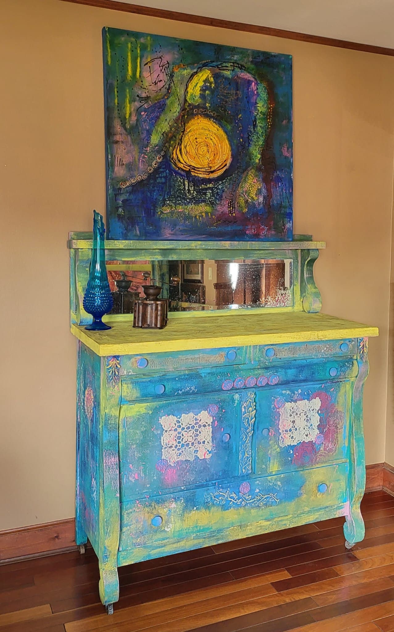 Furniture - Painted Side Table - Painted Sideboard - Boho Decor ...