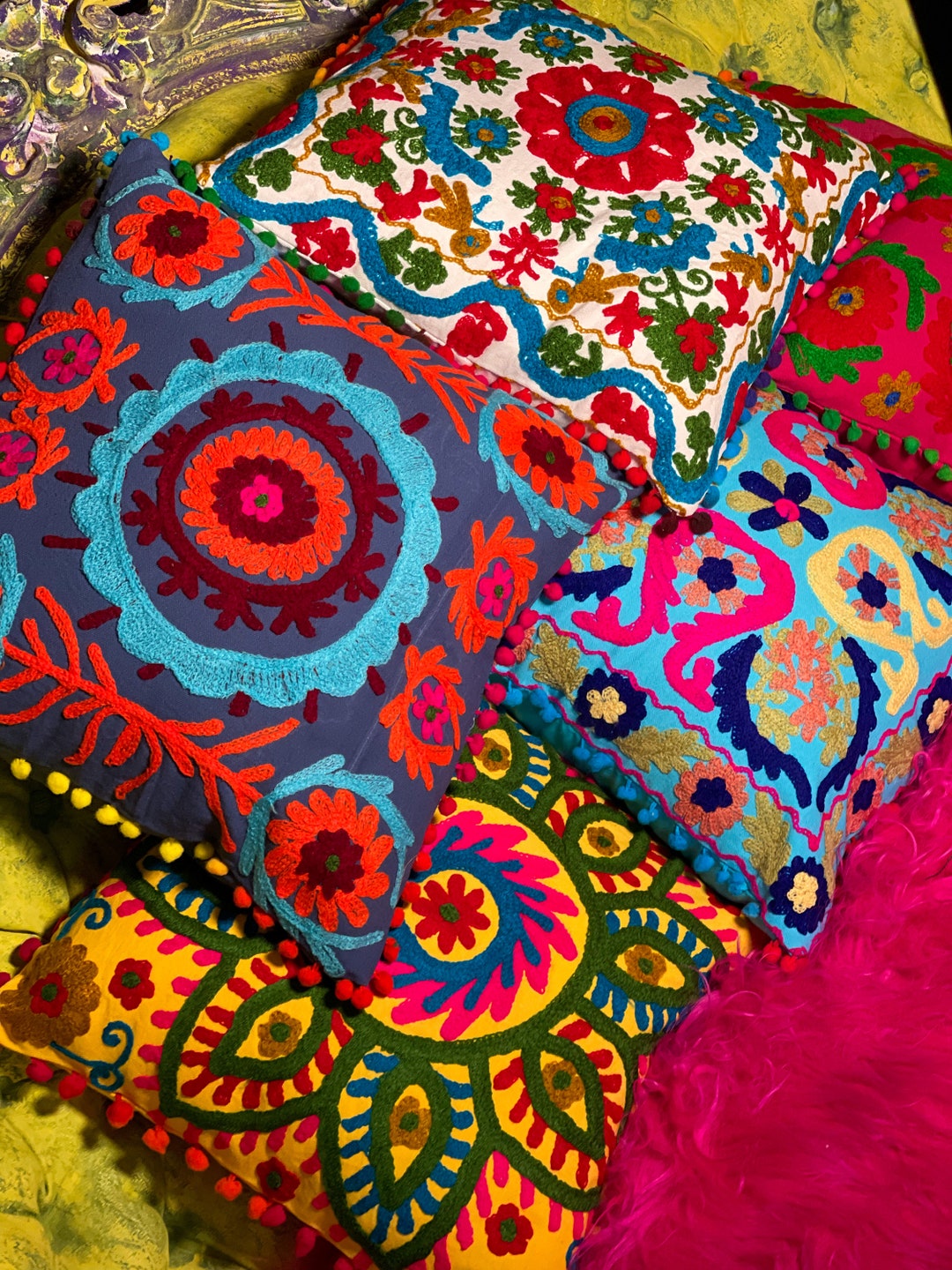 Set of Five Bohemian Cushion, Hippie Cushion, Boho Cushions, Bohemian ...