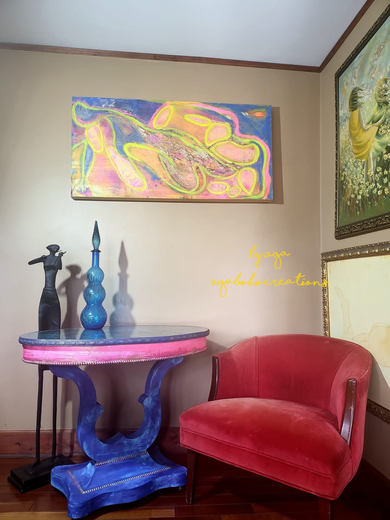 Blue Marble Table - Funky Decor - Boho Furniture Living Room - Bohemian ...