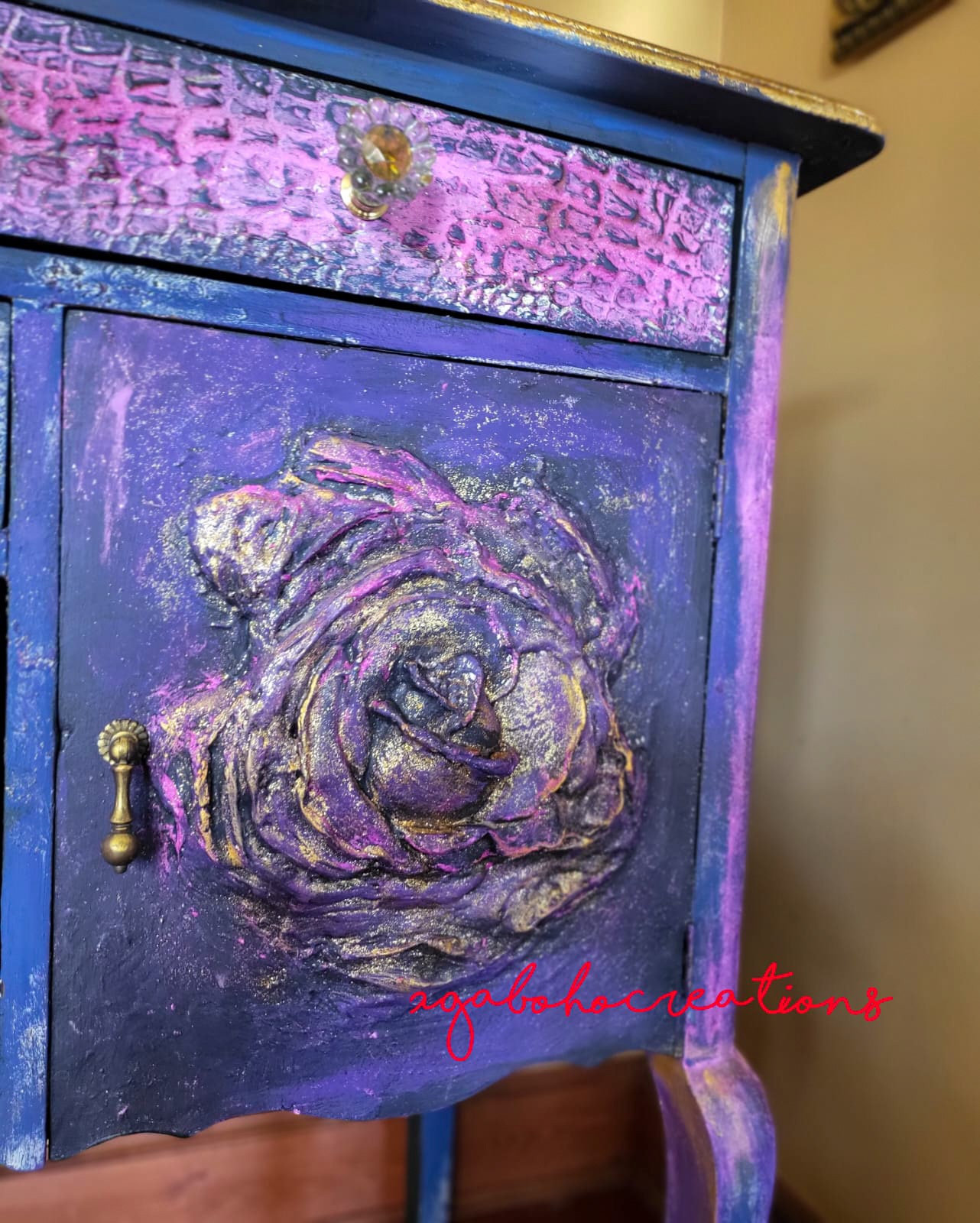 Buffet Table, Buffet, Storage, Large Cabinet, Vintage Style, Purple and ...