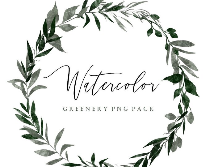 Greenery Foliage Leaves Clipart Bundle, Watercolor Leaves Png, Lush ...