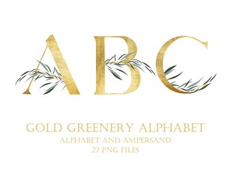 Black Greenery Alphabet Clipart, Alphabet Clipart, Greenery Alphabet ...