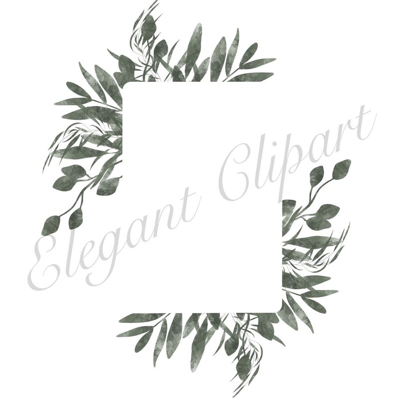Green Watercolor Greenery Frame Clipart Green Greenery Frame - Etsy
