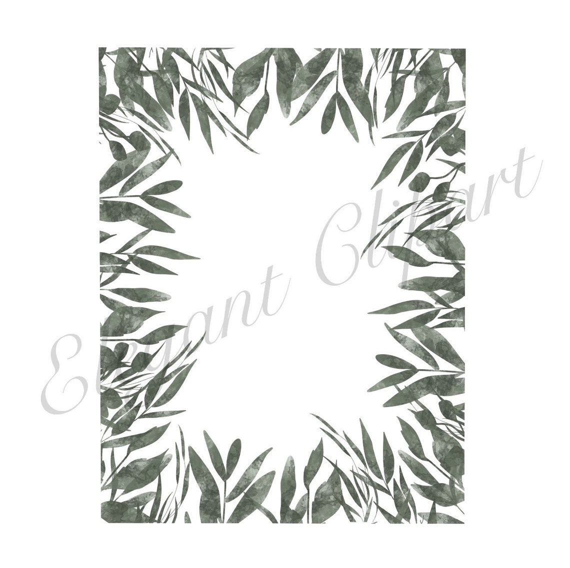 Green Watercolor Greenery Frame Clipart, Green Greenery Frame ...