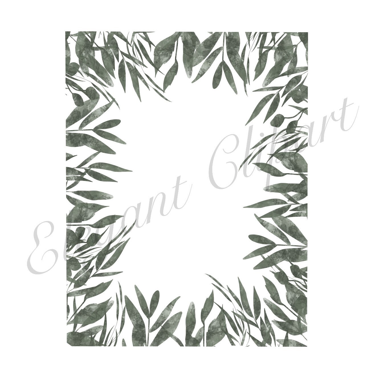 Green Watercolor Greenery Frame Clipart Green Greenery Frame - Etsy