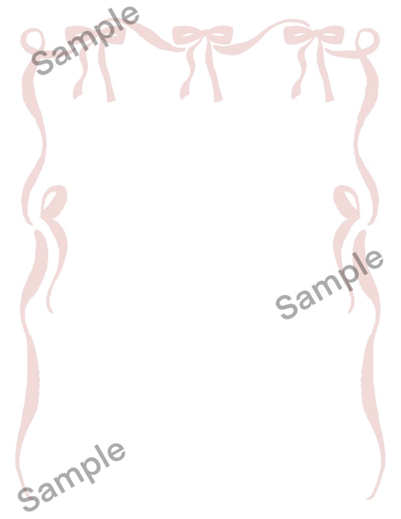 Pink Bow Ribbon Frame, Hand Drawn Pink Bow Frame, Vintage Bow Frame ...