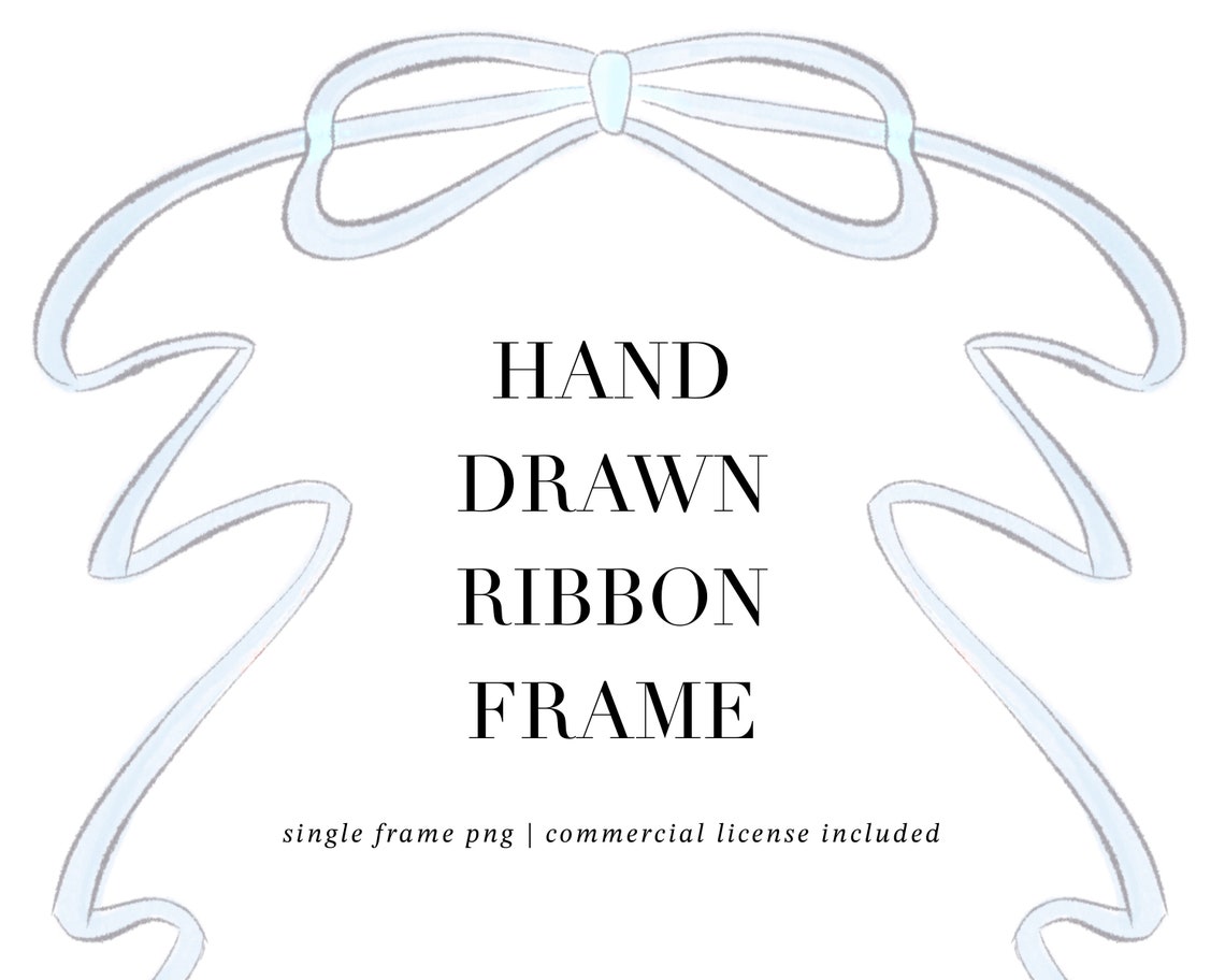 Hand Drawn Blue Bow Ribbon Frame, Blue Bow Frame, Vintage Bow Frame ...