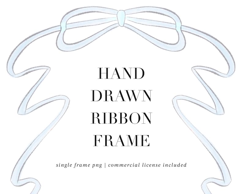 Hand Drawn Blue Bow Ribbon Frame, Blue Bow Frame, Vintage Bow Frame ...