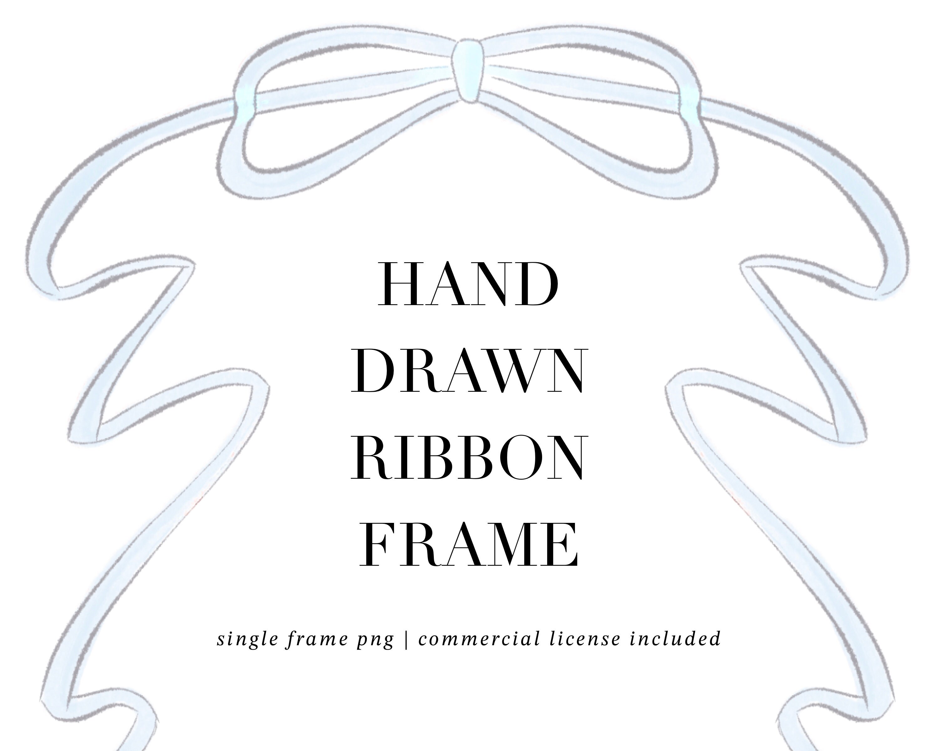 Hand Drawn Blue Bow Ribbon Frame, Blue Bow Frame, Vintage Bow Frame ...